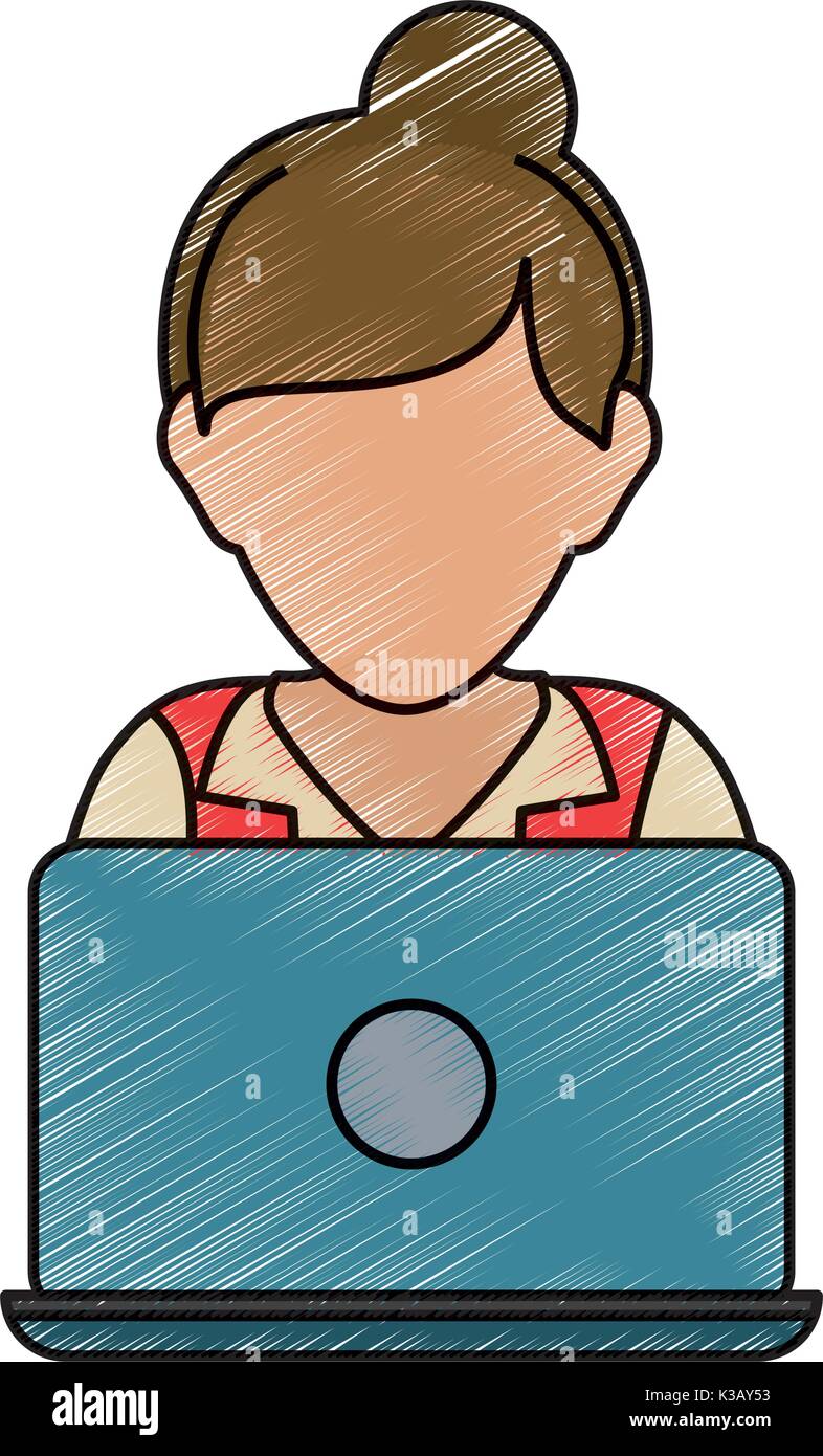 woman and laptop computer icon Stock Vector Image & Art - Alamy