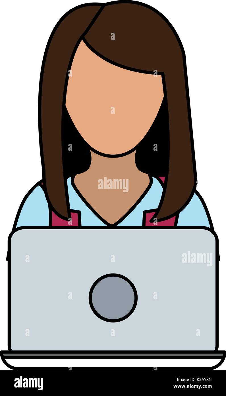 Woman Working At Computer Icon