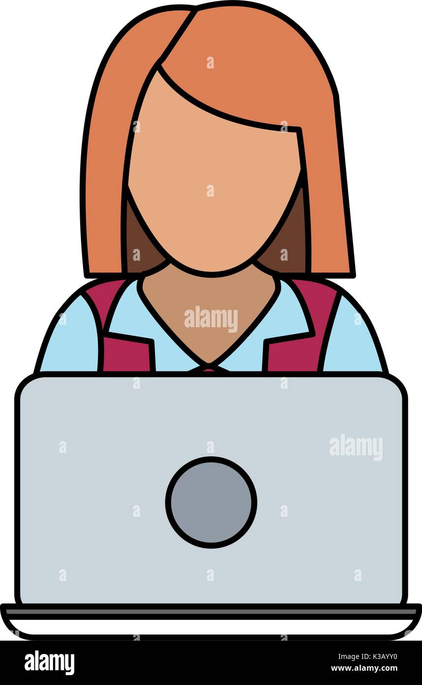 woman and laptop computer icon Stock Vector Image & Art - Alamy