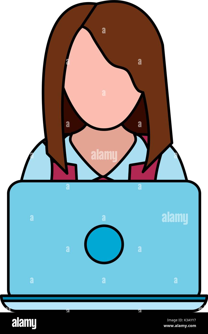 woman and laptop computer icon Stock Vector Image & Art - Alamy