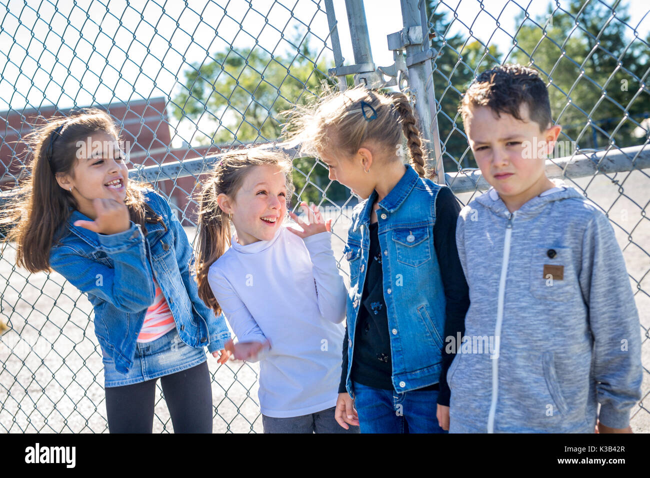 students outside school standing together Stock Photo - Alamy