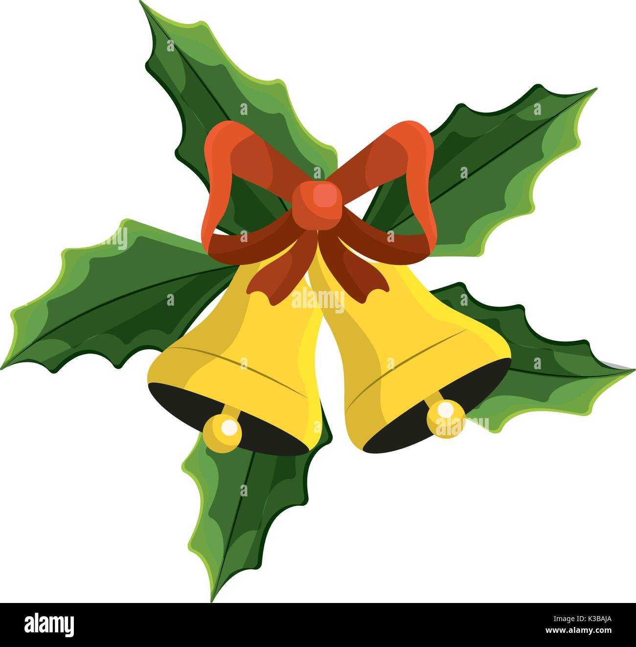 bells with ribbon bow and leaves decoration Stock Vector Image & Art ...