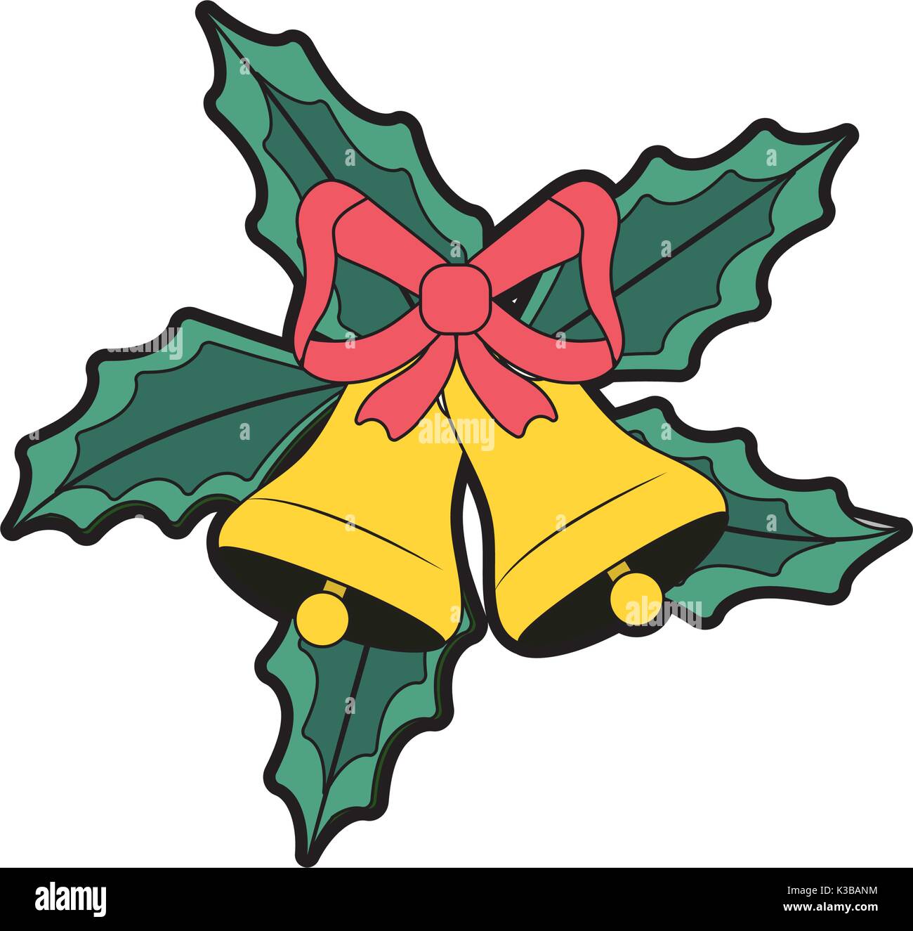 bells with ribbon bow and leaves decoration Stock Vector Image & Art ...