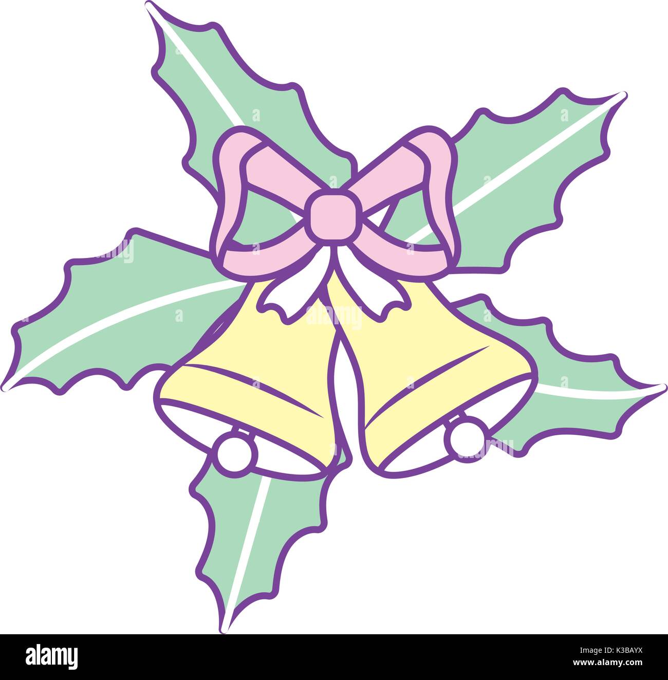 bells with ribbon bow and leaves decoration Stock Vector Image & Art ...