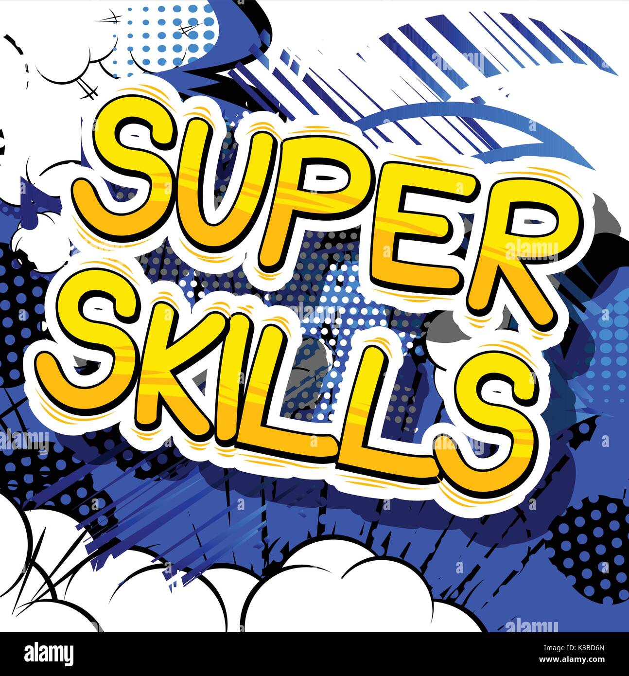 Super Skills - Comic book word on abstract background Stock Vector ...