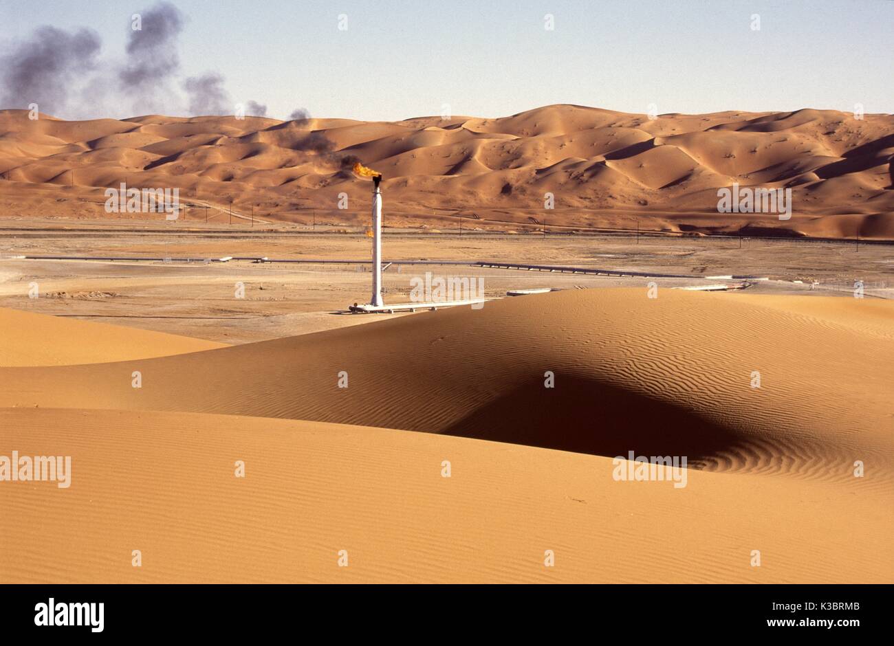 The Saudi Aramco Shaybah Gas Oil Separation Plant (GOSP), a major gas ...