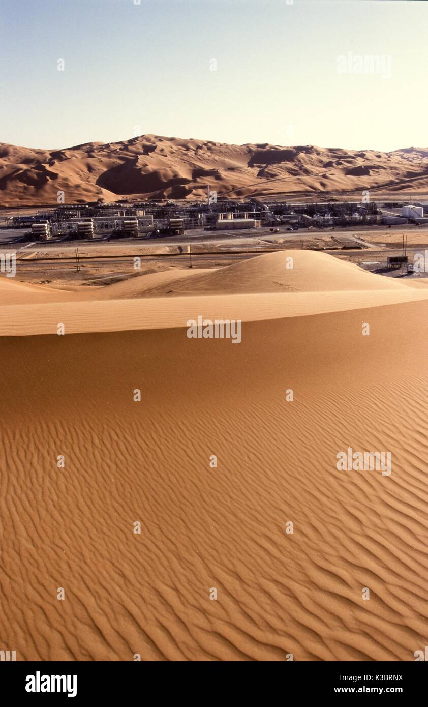 The Saudi Aramco Shaybah Gas Oil Separation Plant (GOSP), a major gas ...