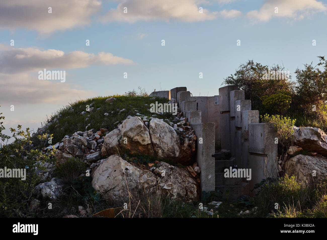 Cement bunker at sunset time, Israel, Samaria Stock Photo - Alamy