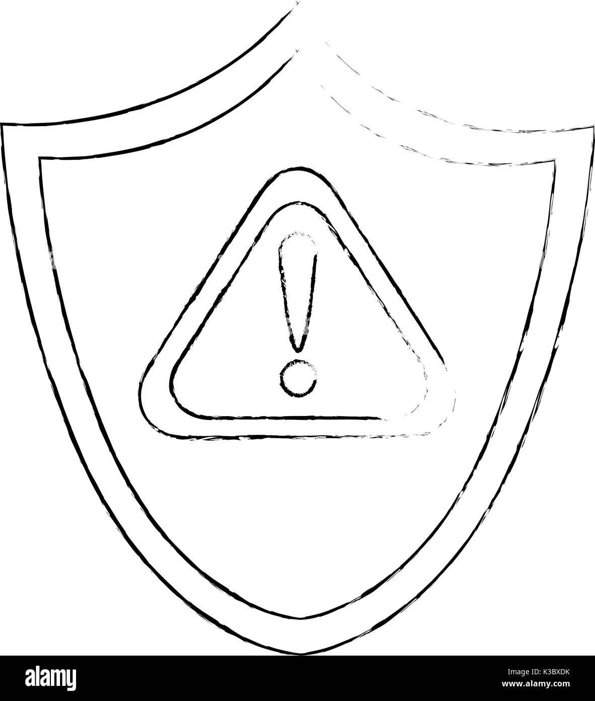 shield security with alert symbol vector illustration design Stock ...