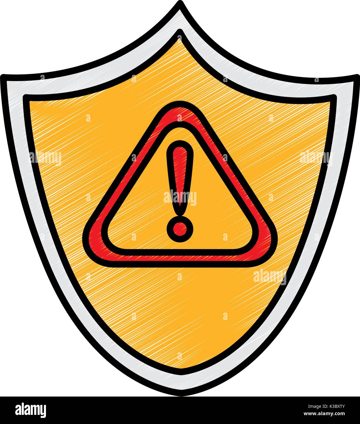 shield security with alert symbol vector illustration design Stock ...