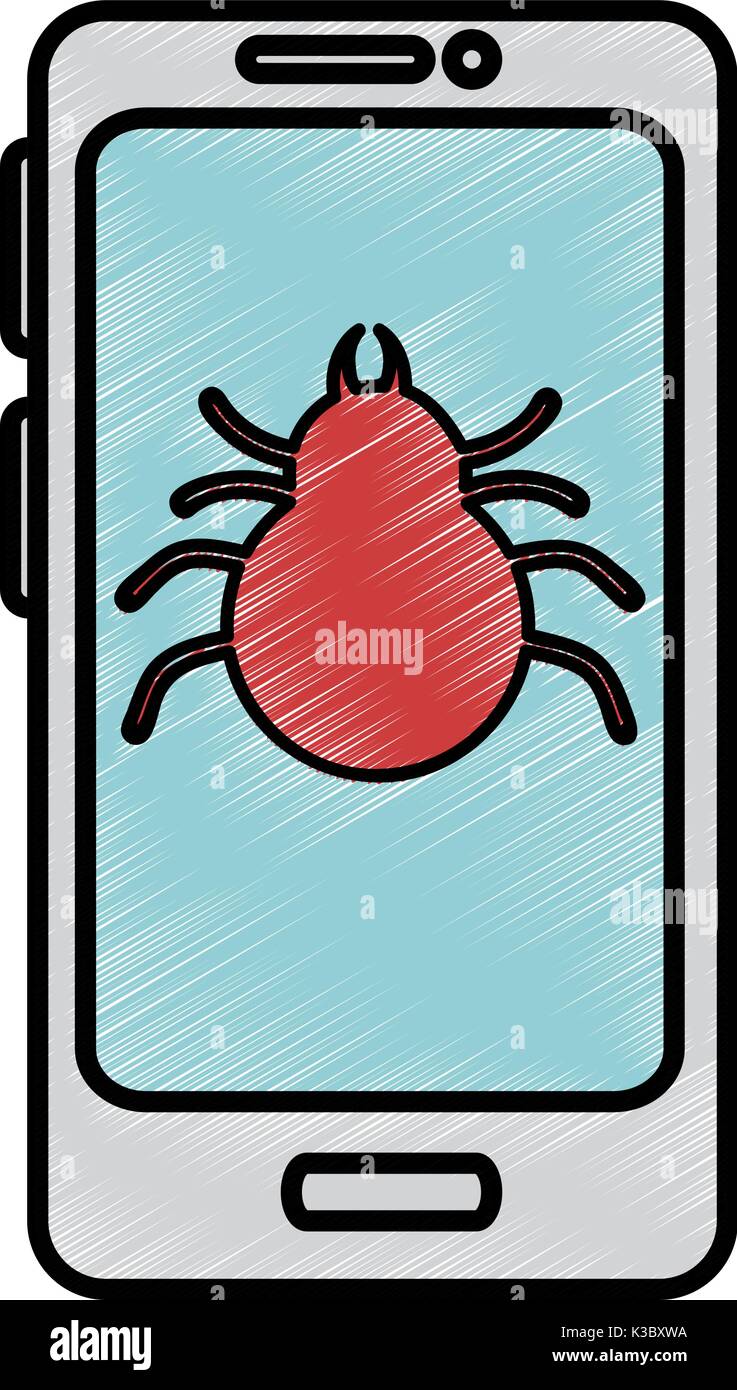 smartphone device with spider vector illustration design Stock Vector ...