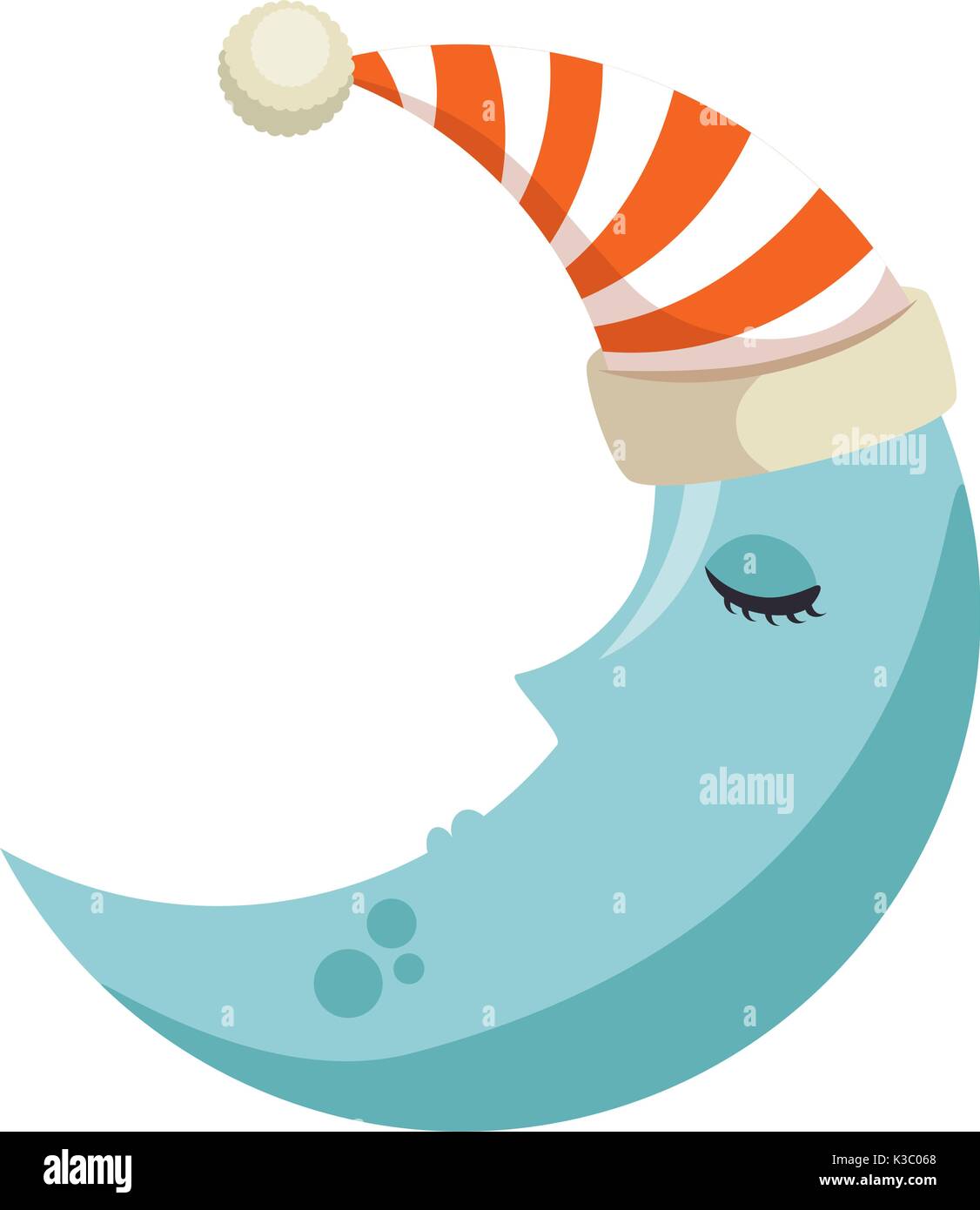 moon with sleeping cap kawaii character Stock Vector Image & Art - Alamy