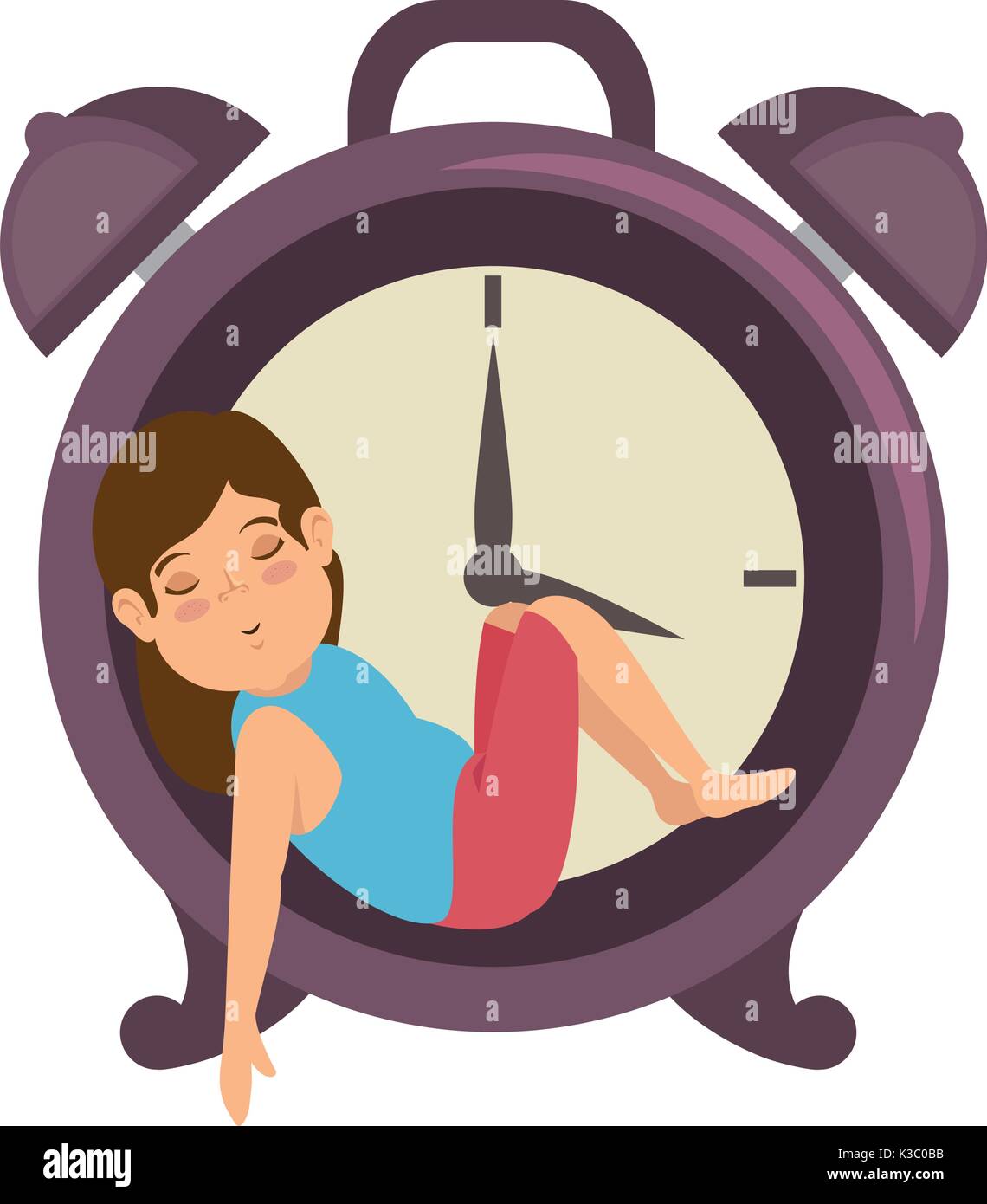 woman sleeping on alarm clock Stock Vector Image & Art - Alamy