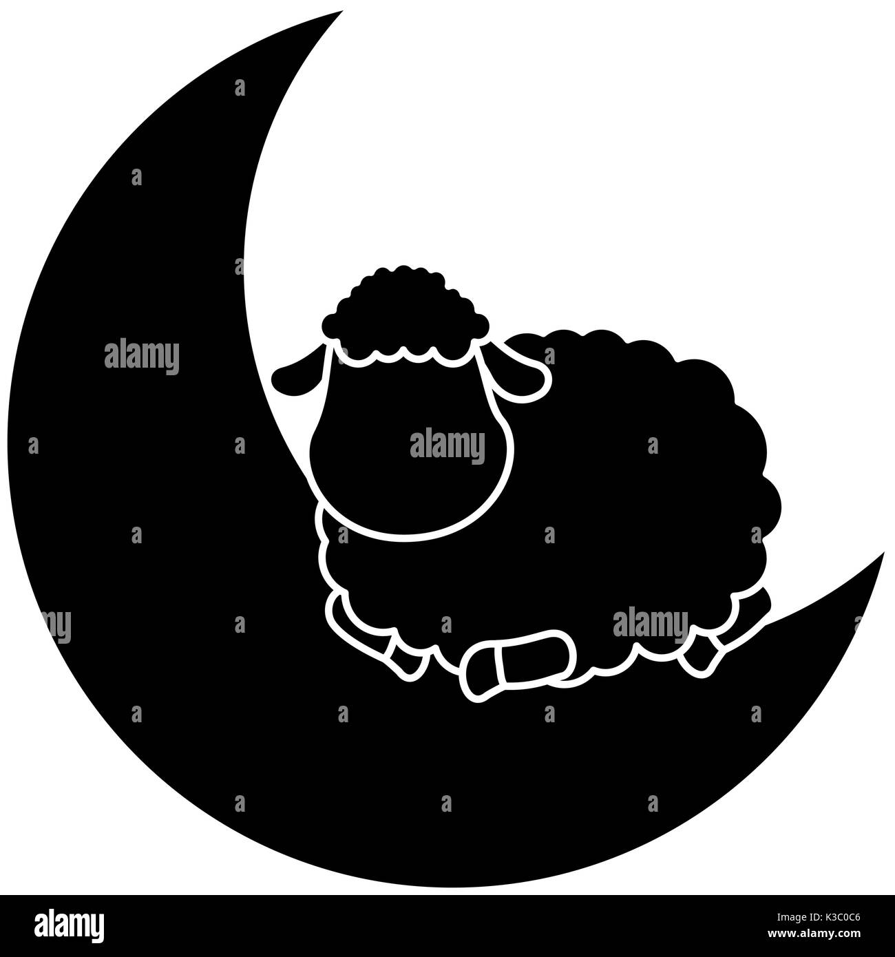 moon with sheep sleeping Stock Vector Image & Art - Alamy