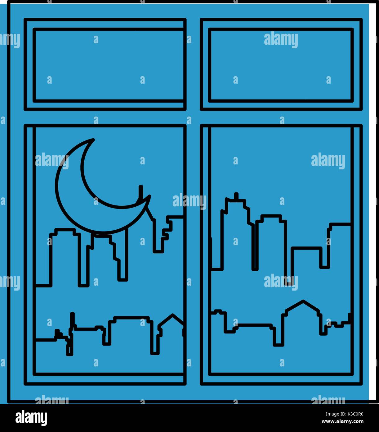 windows with night scene Stock Vector Image & Art - Alamy