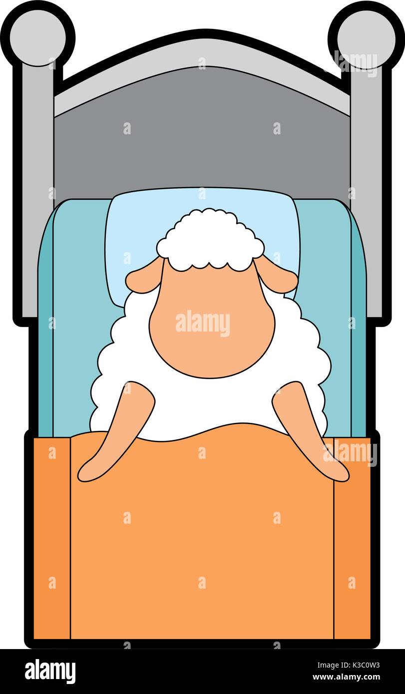cute sheep sleeping on bed Stock Vector Image & Art - Alamy