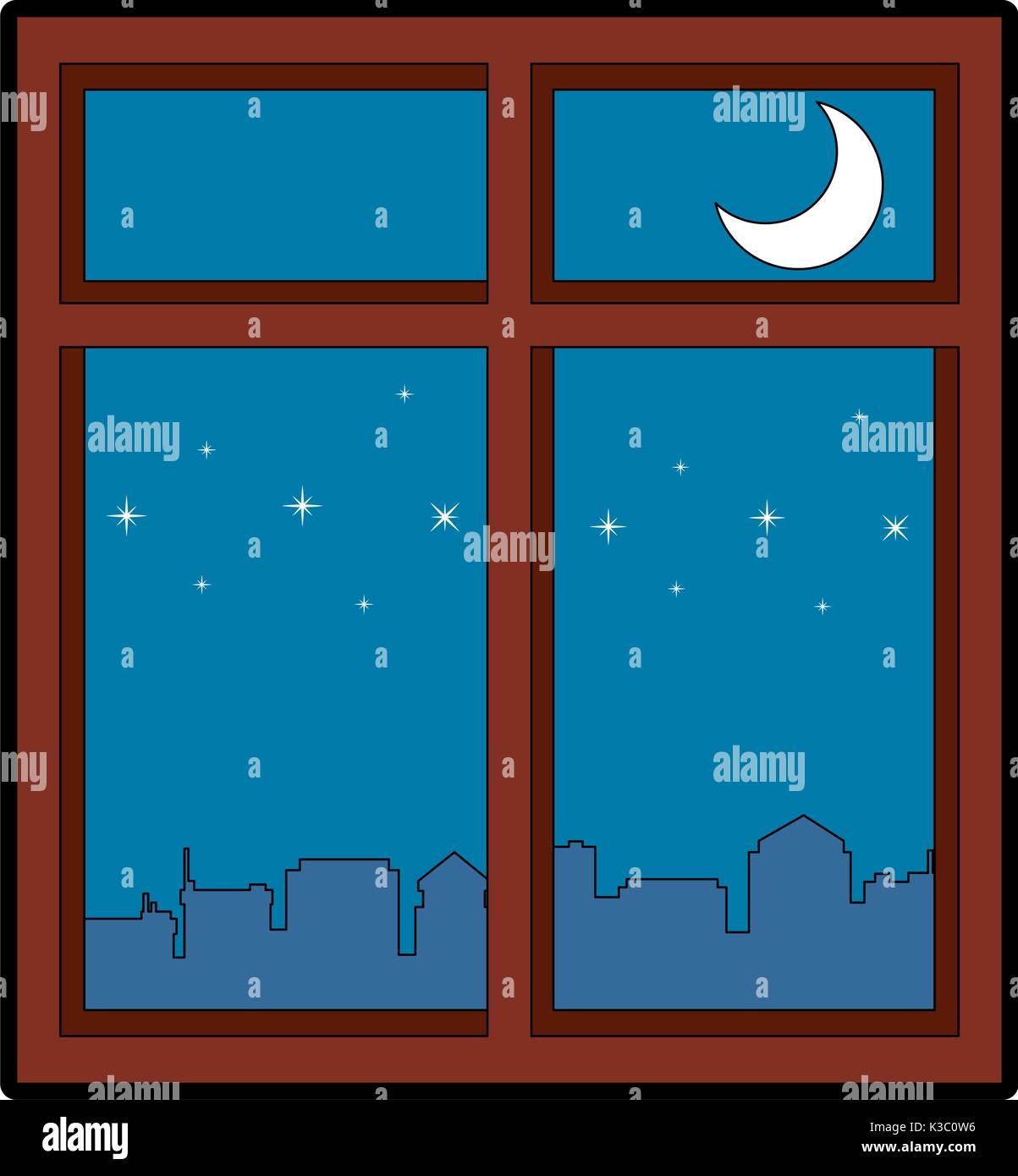 windows with night scene Stock Vector Image & Art - Alamy