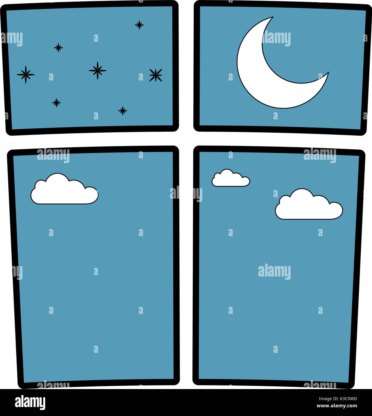 windows with night scene Stock Vector Image & Art - Alamy