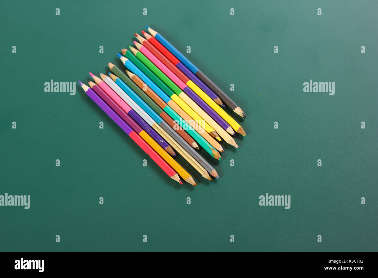 colorful pencil on writing board Stock Photo - Alamy