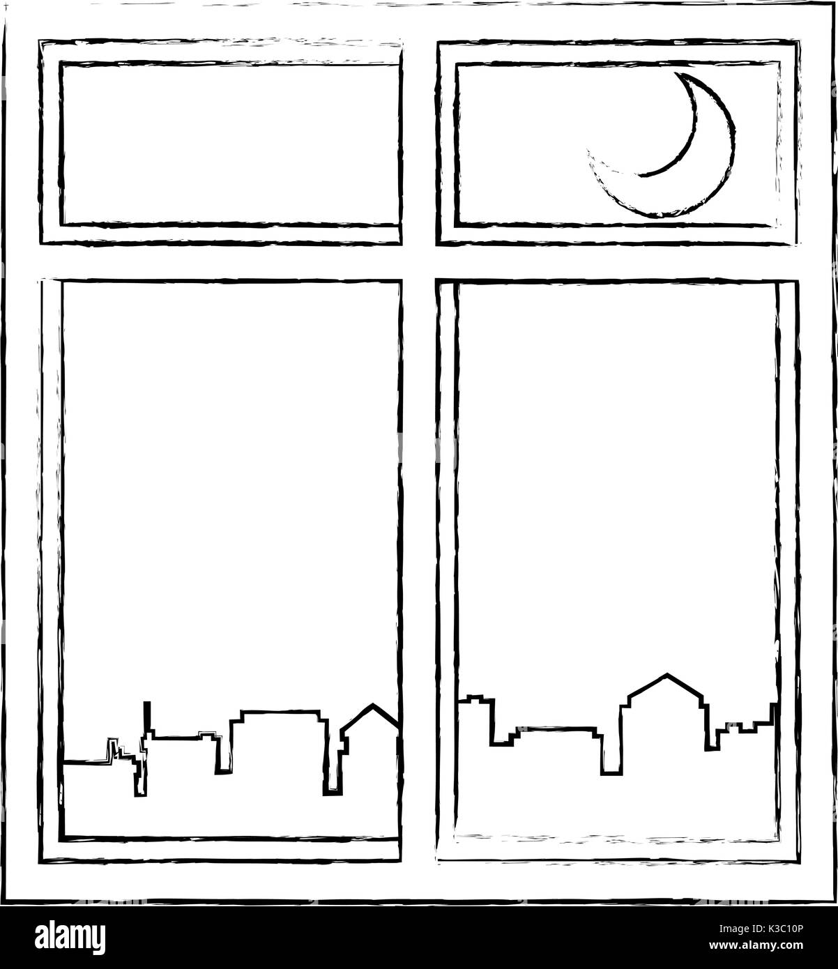 windows with night scene Stock Vector Image & Art - Alamy