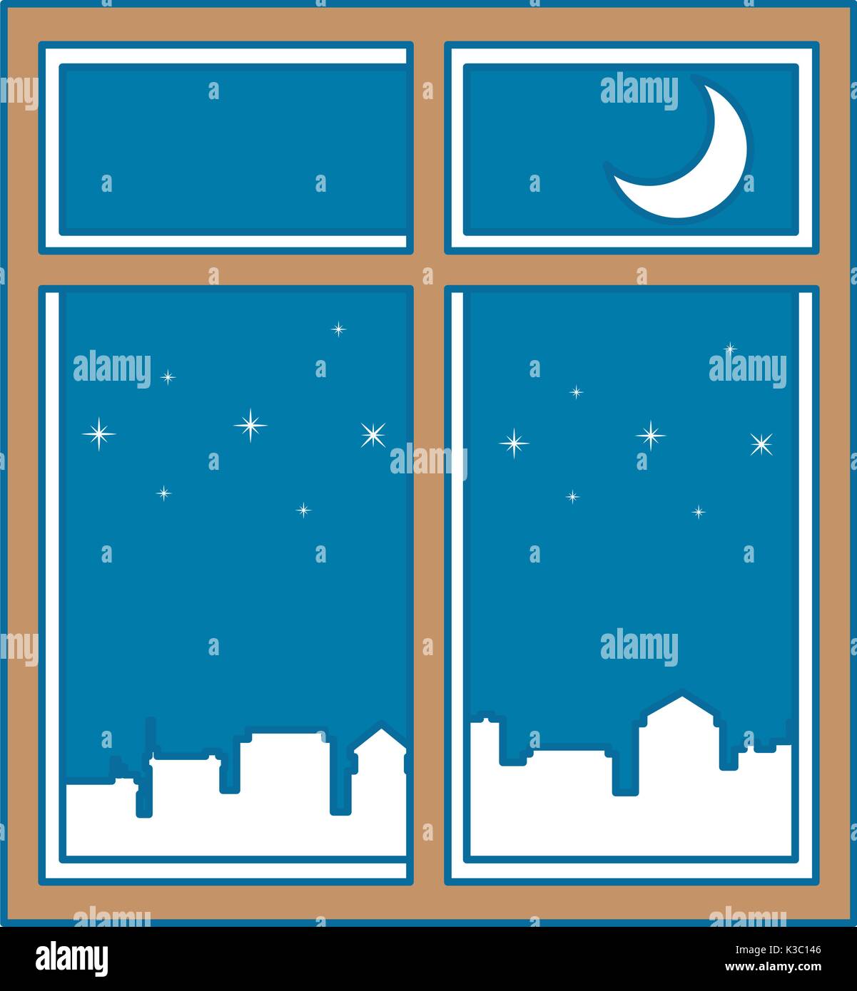 windows with night scene Stock Vector Image & Art - Alamy