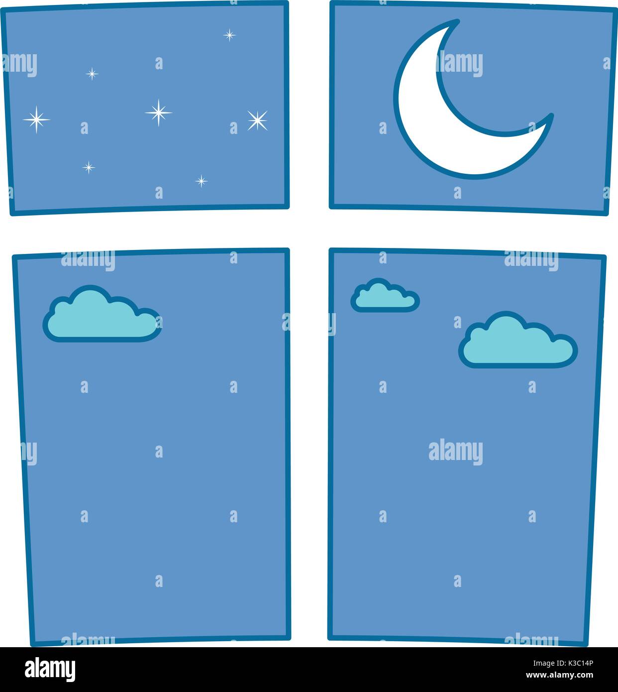 windows with night scene Stock Vector Image & Art - Alamy