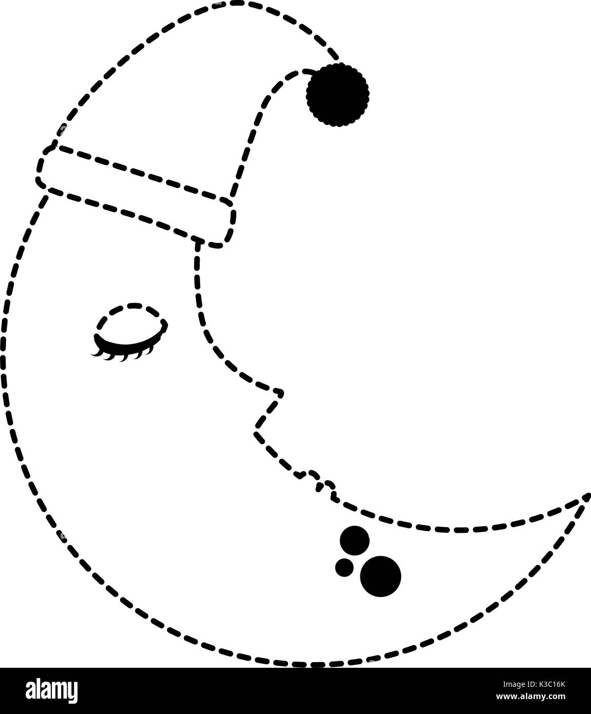 moon with sleeping cap kawaii character Stock Vector Image & Art - Alamy