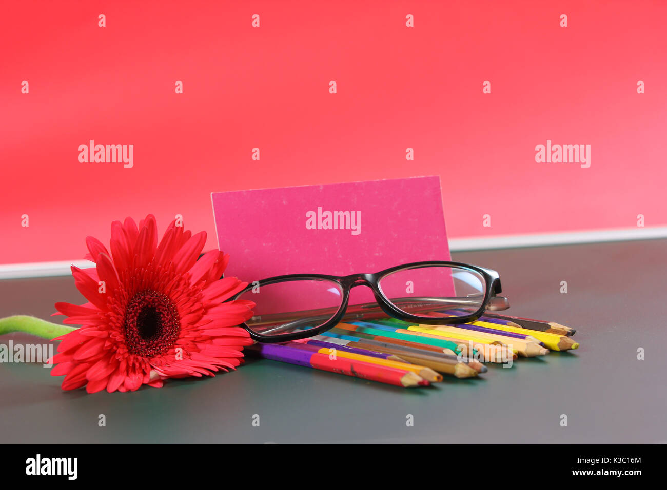 colorful pencil on writing board Stock Photo - Alamy