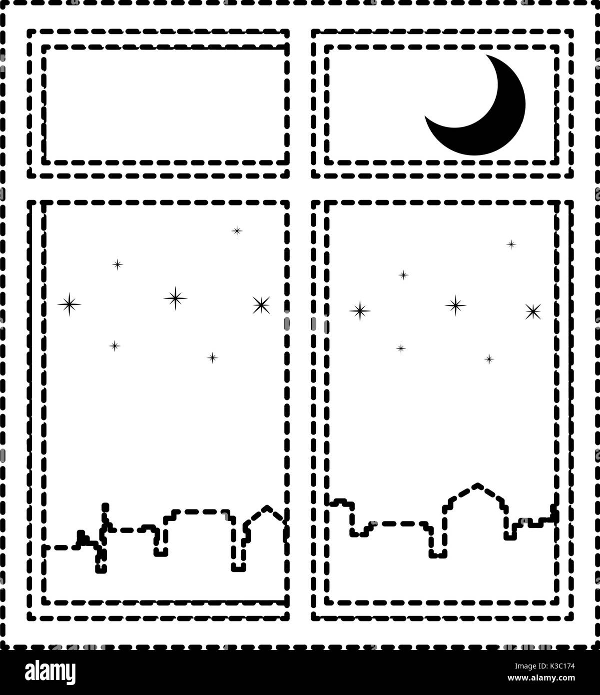windows with night scene Stock Vector Image & Art - Alamy