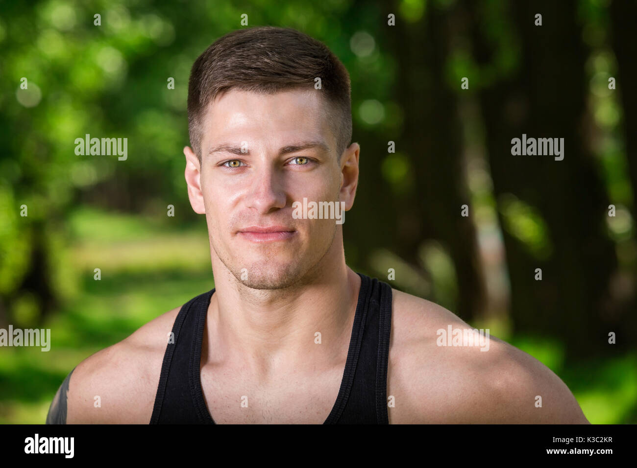 Content male standing eyes hi-res stock photography and images - Alamy