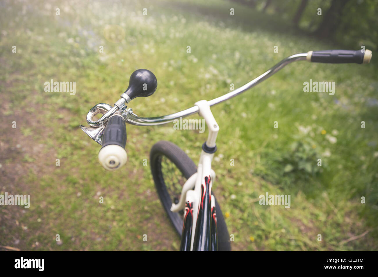 Portrait from above of design bicycle frame and trumpet Stock Photo - Alamy