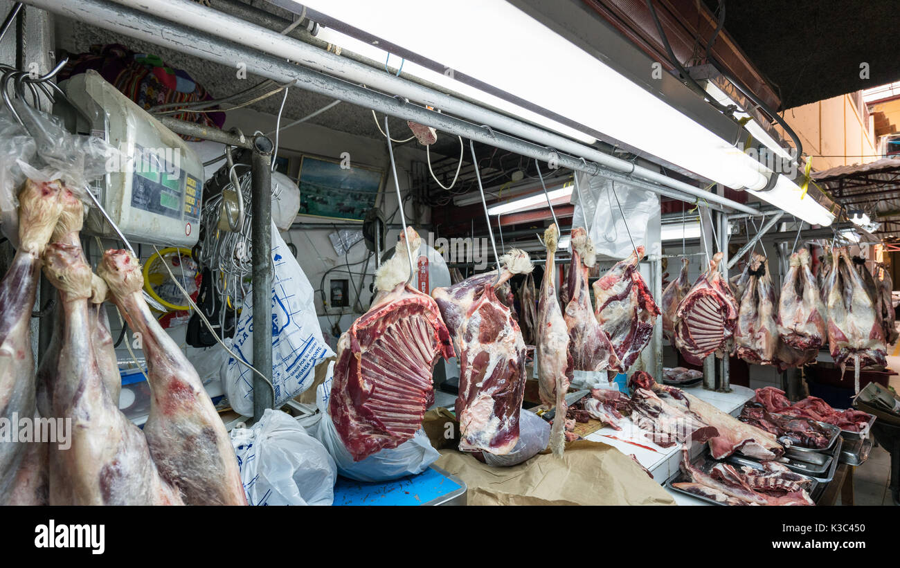Meat market in Huaraz, Peru Stock Photo - Alamy