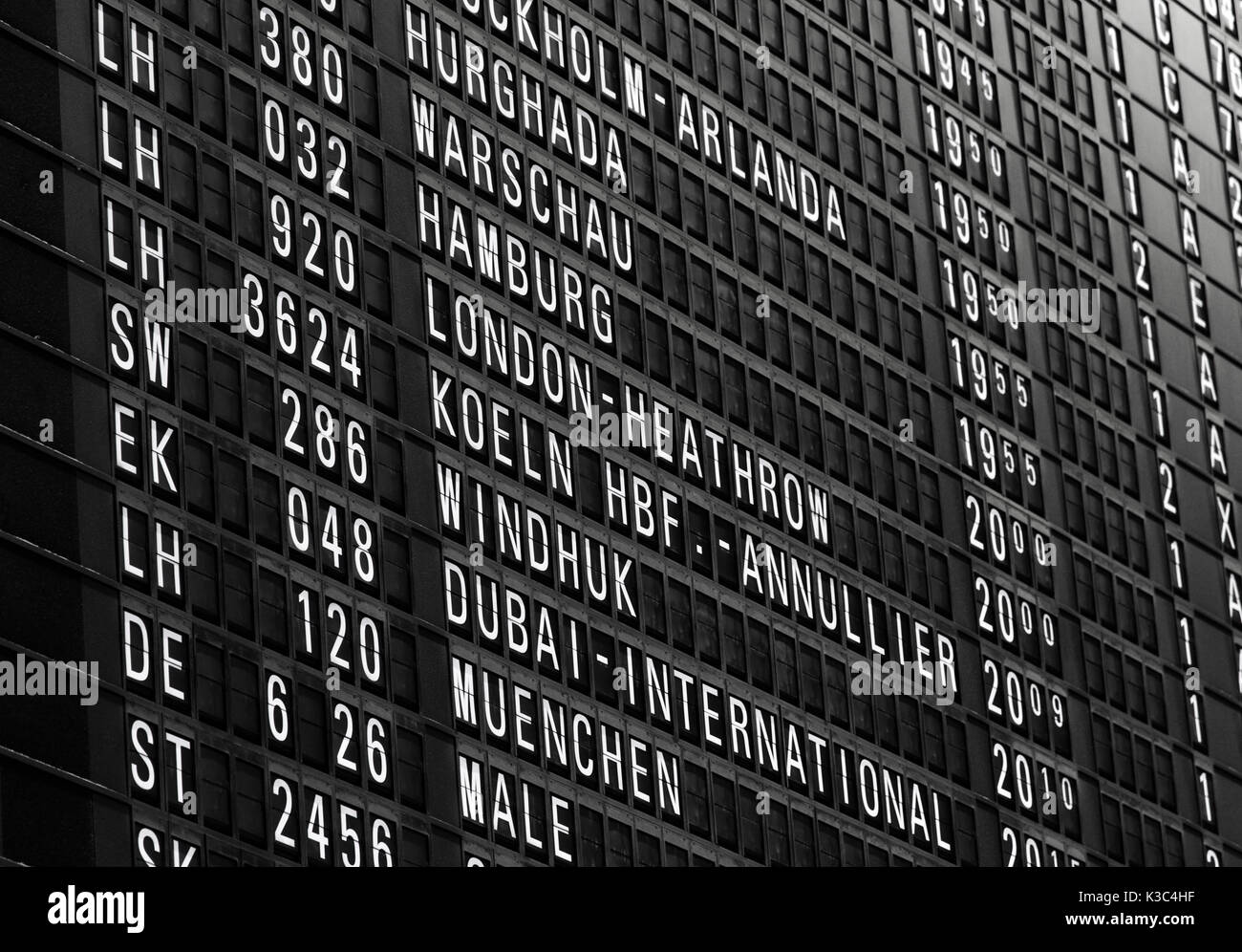 Airport time table displaying different cities and destinations Stock ...
