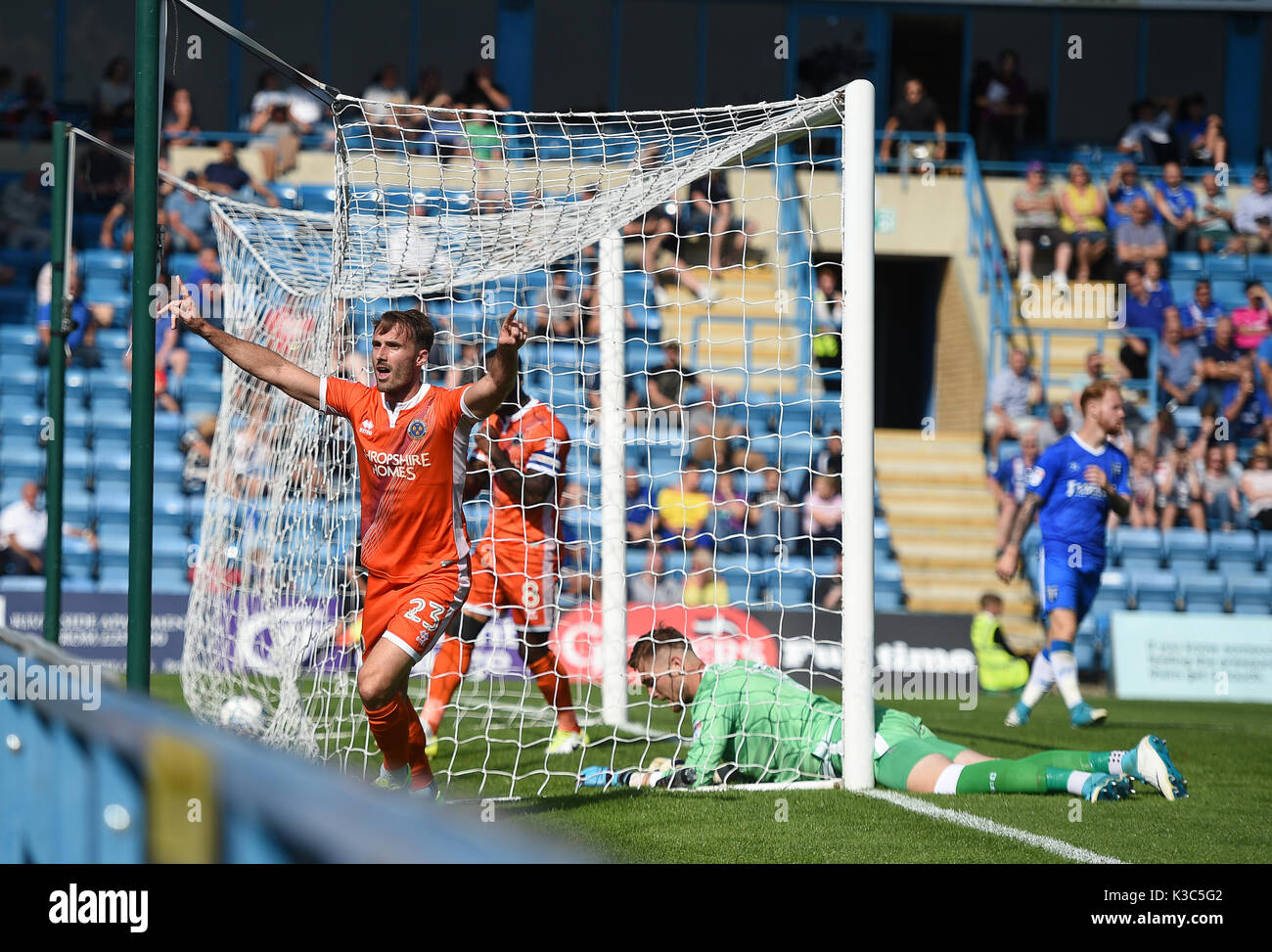 Shewsbury TownÕs Alex Rodman celebrates scoring their second goal ...