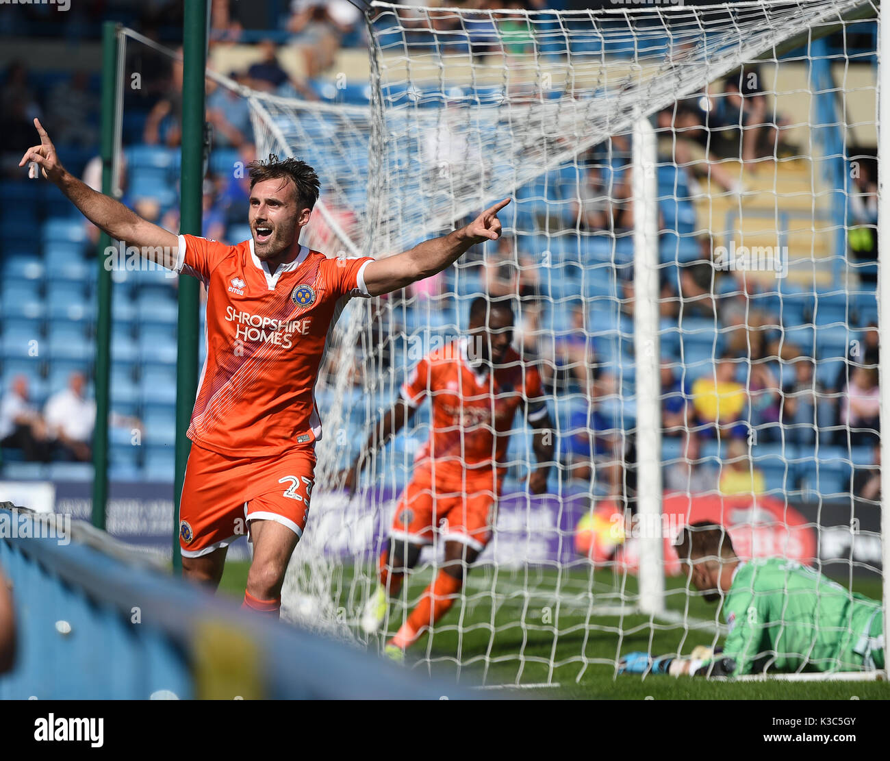 Shewsbury Town’s Alex Rodman celebrates scoring their second goal ...