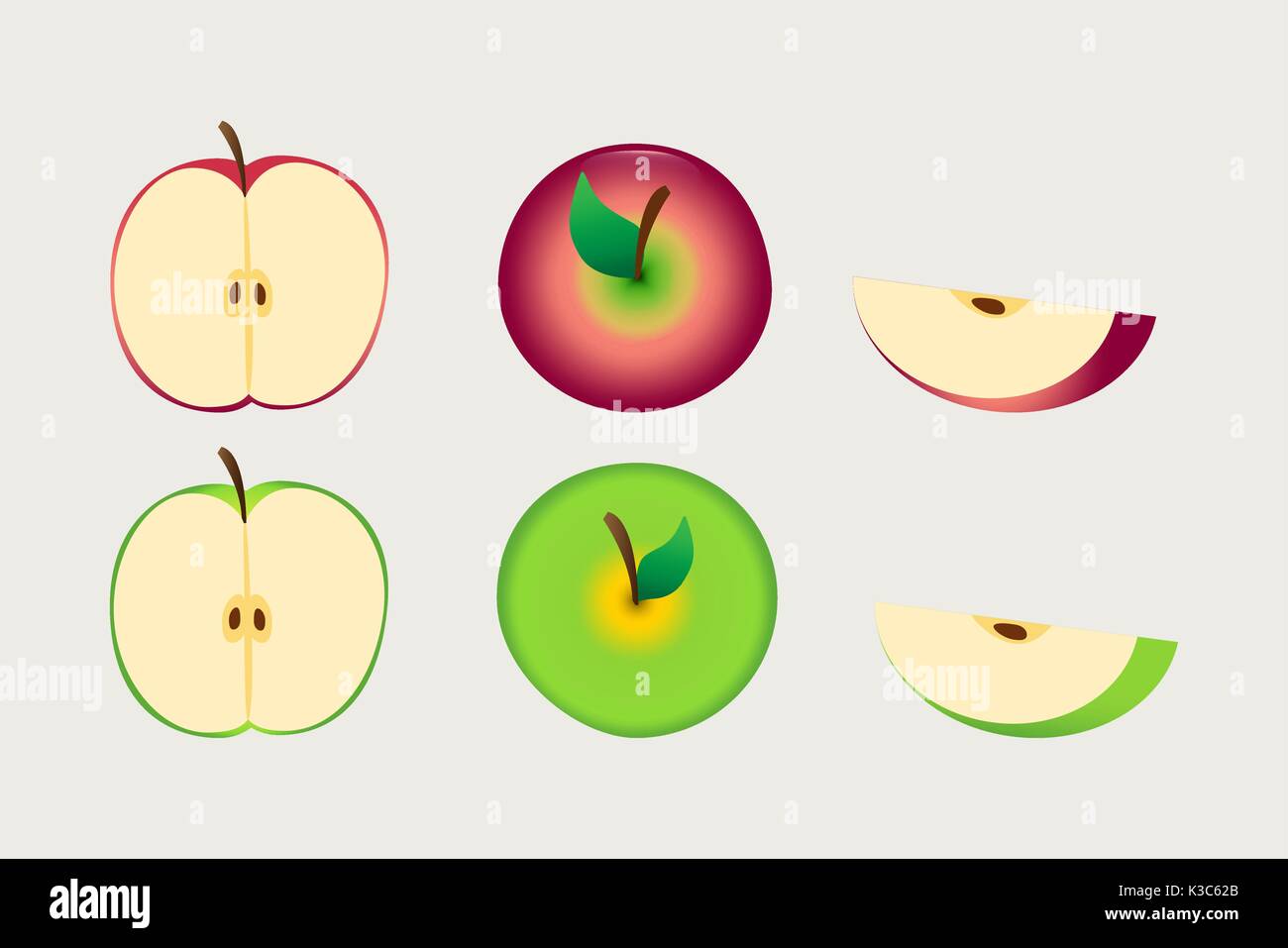 Half red apple collection Stock Vector Images - Alamy