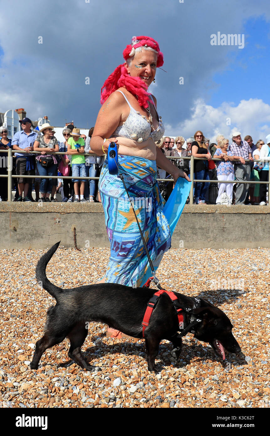 Participants dressed as mermaids gather in Bexhill-on-Sea in East ...