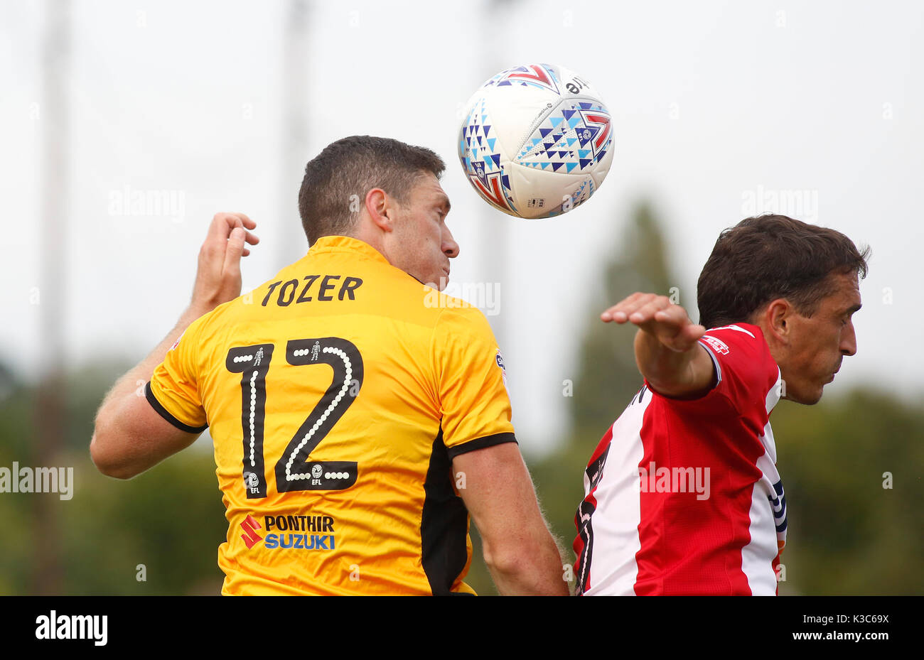 Exeter City's Craig Woodman stops a goal attempt by Newport County's ...