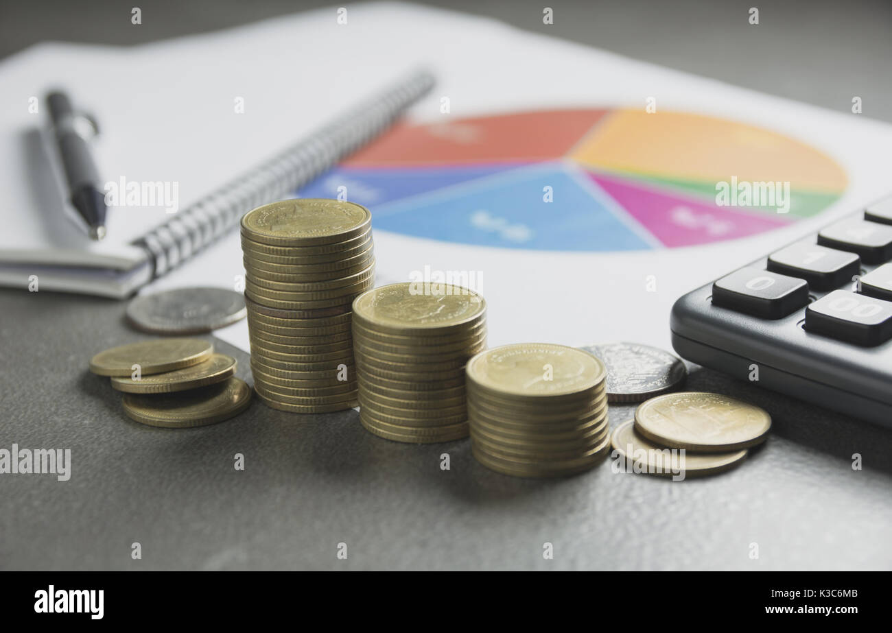 Stock financial indices with stack coin. Financial stock market in ...