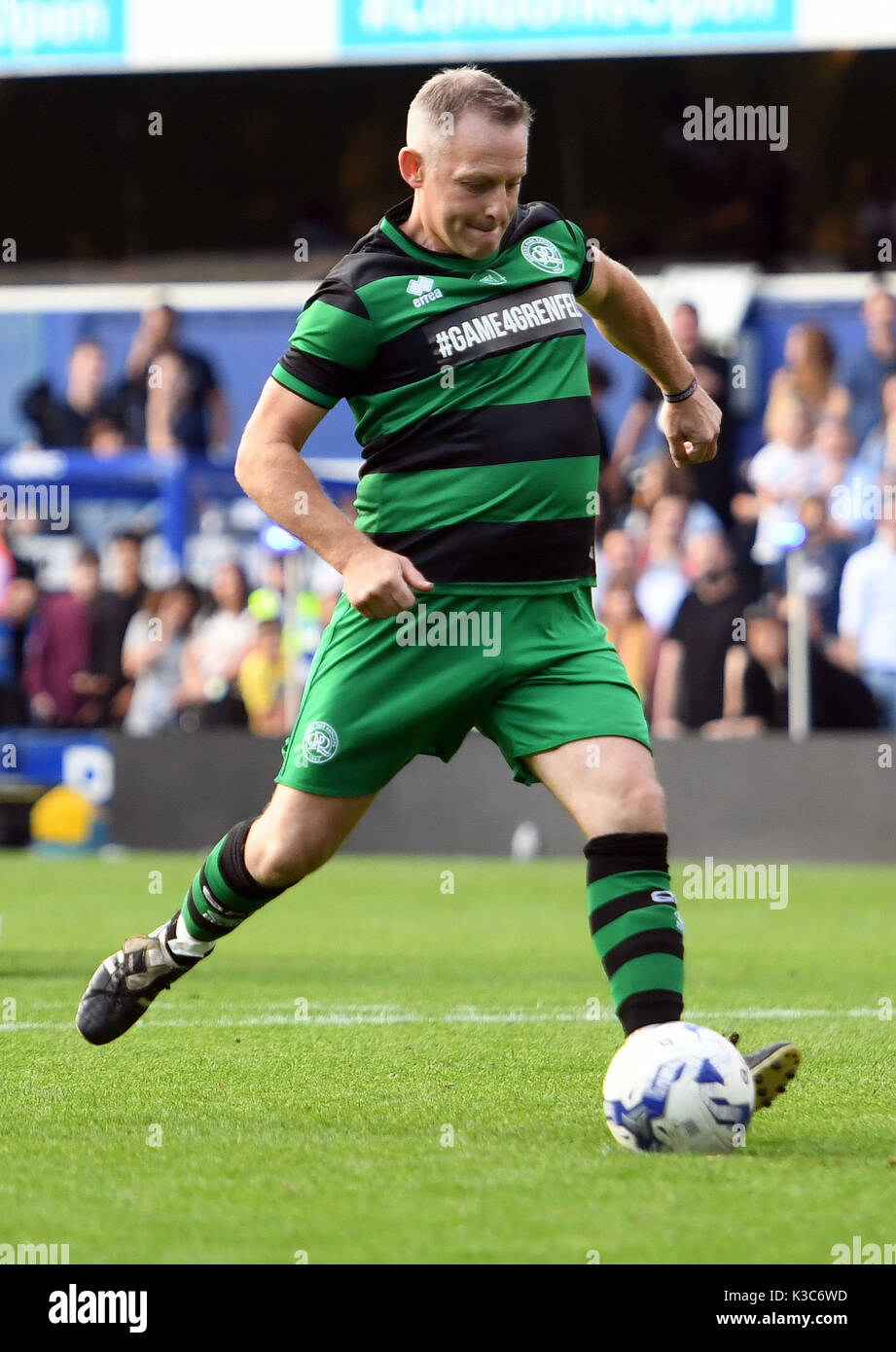 Team Shearer's Firefighter Dean Smith scores a penalty during ...