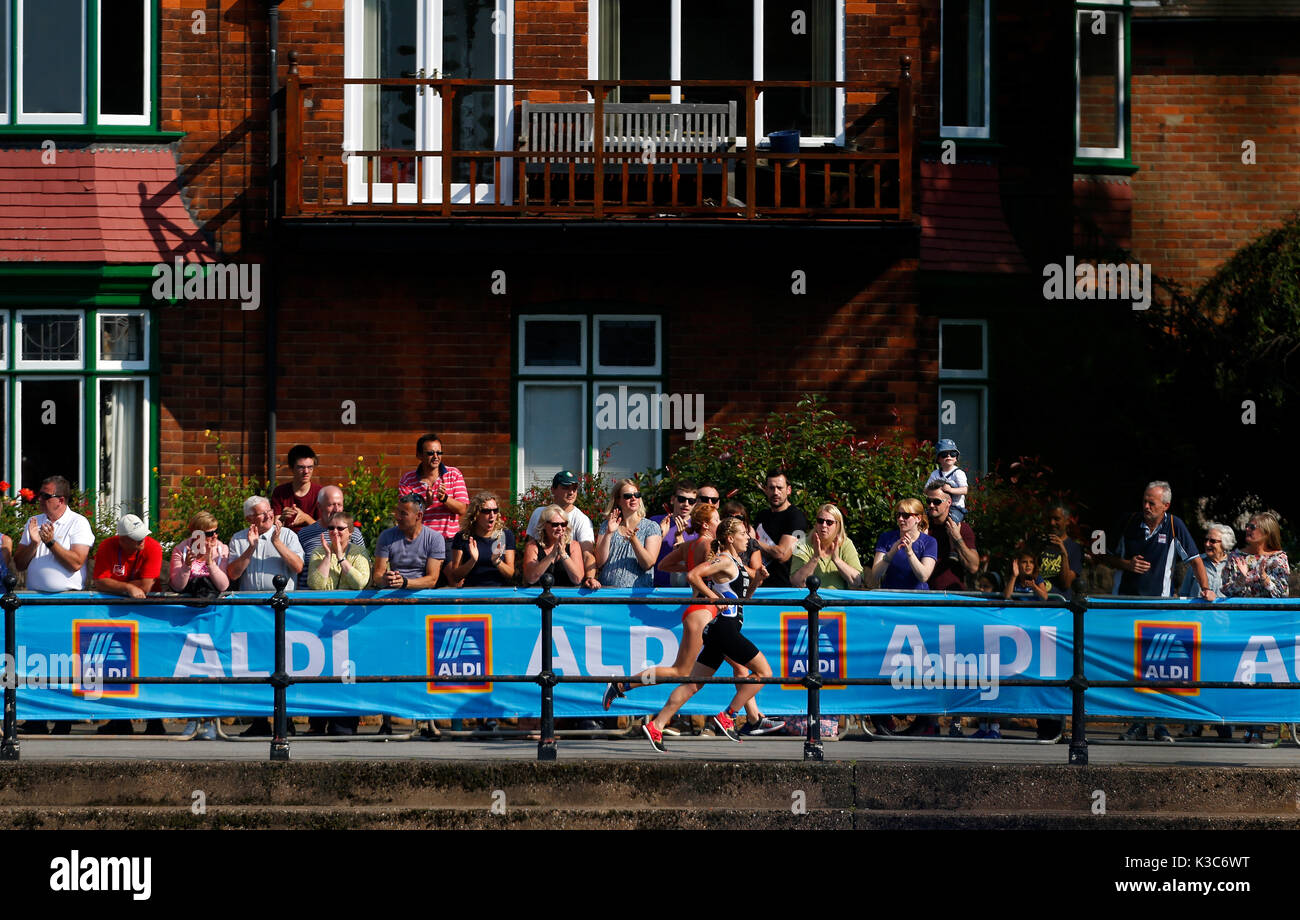 Jess Learmonth (right) of Leeds 1 in action running during the British ...