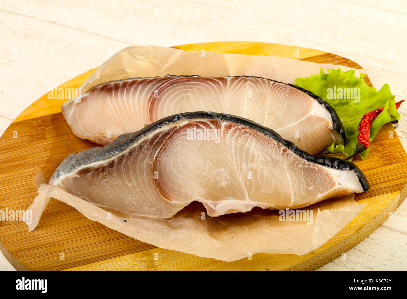 Raw juicy shark steak ready for grill Stock Photo - Alamy