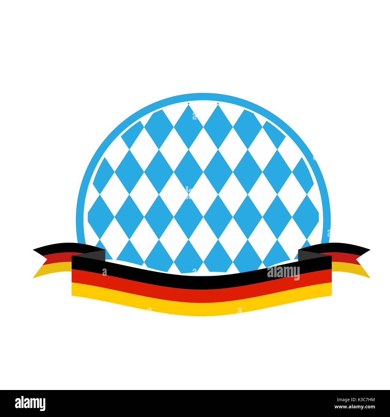 Oktoberfest template. Blue rhombuses and ribbon flag of Germany. Symbol ...
