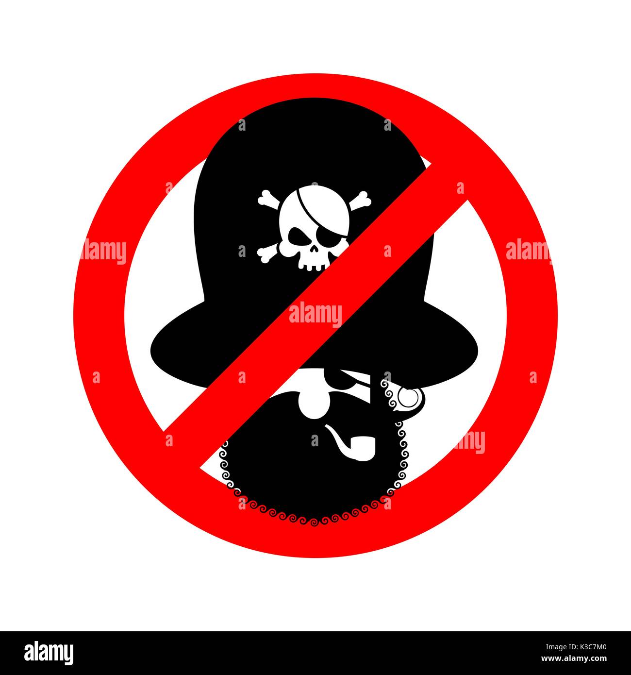 Stop pirate. Red prohibiting sign rover. Ban filibuster Stock Vector ...