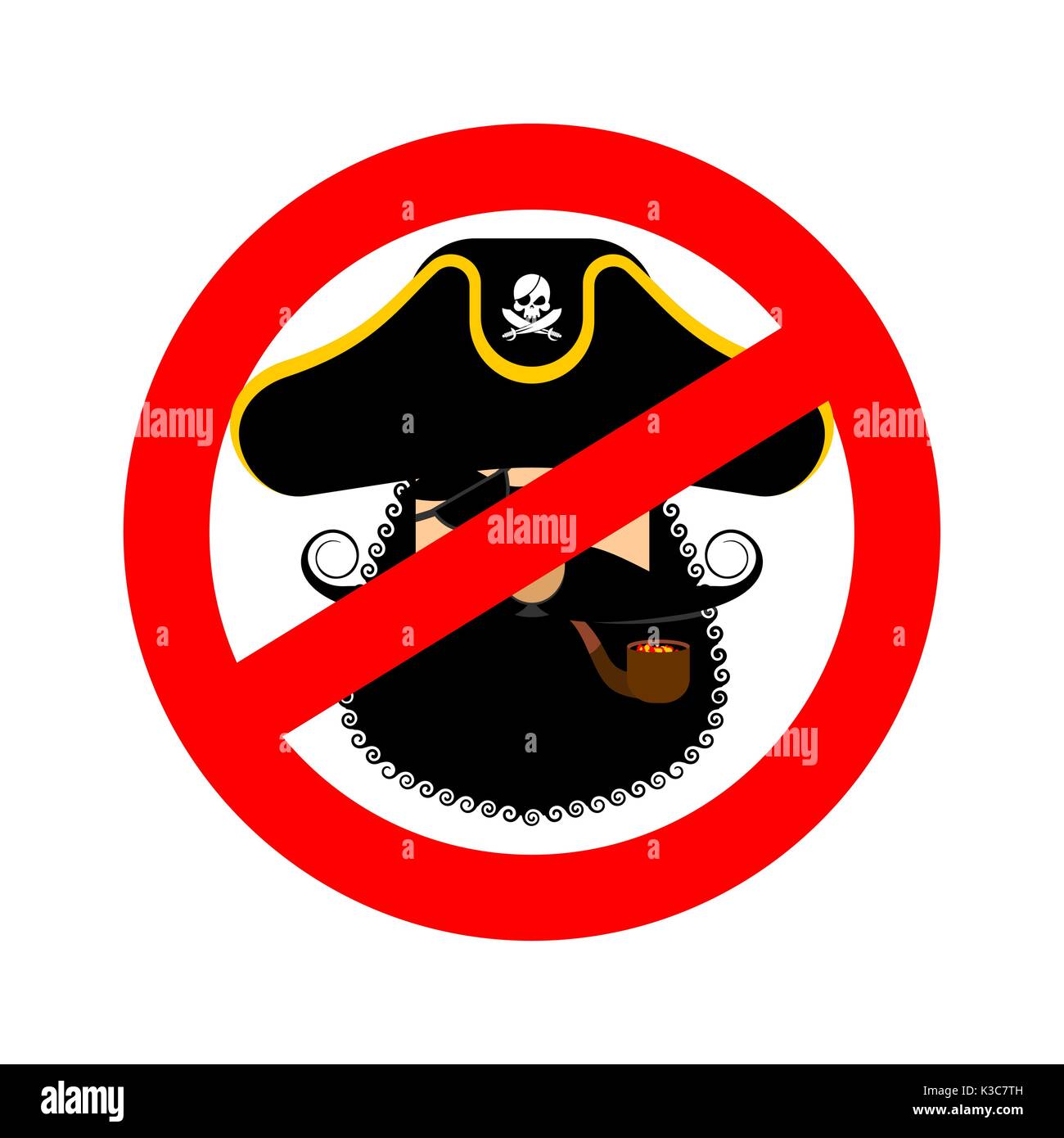 Stop pirate. Red prohibiting sign rover. Ban filibuster Stock Vector ...