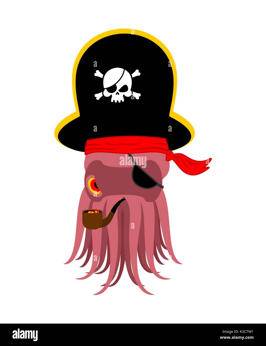 Octopus pirate. poulpe buccaneer. Eye patch and smoking pipe. pirates ...