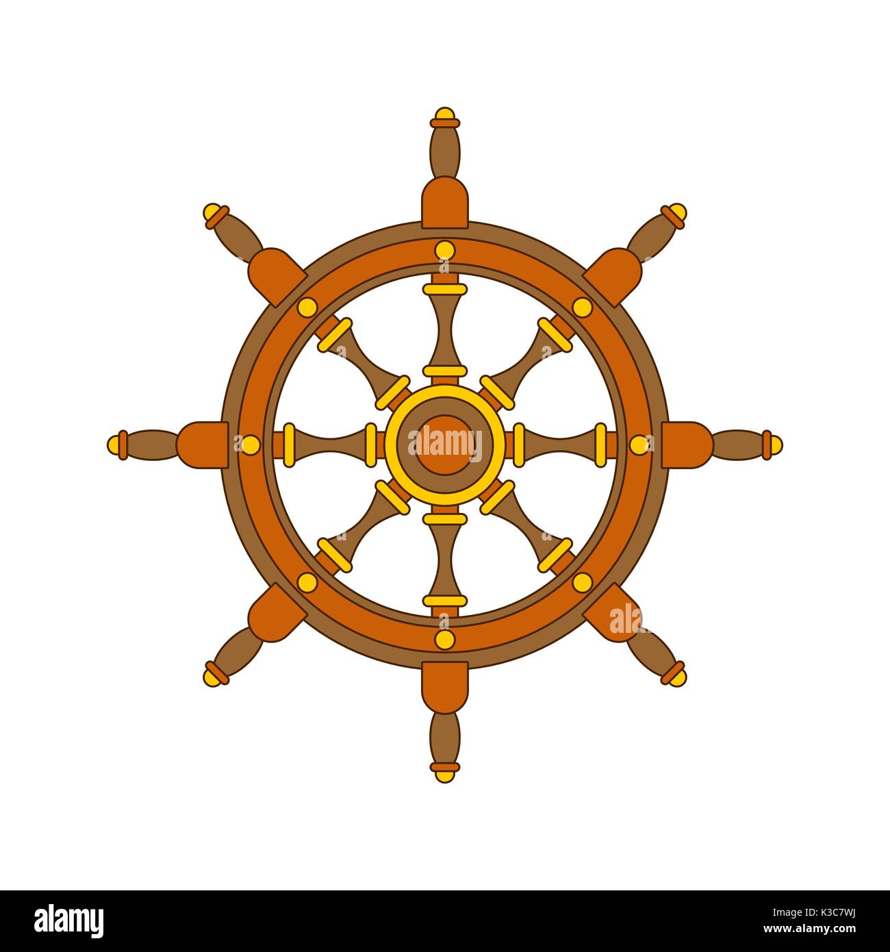 Handwheel isolated. Rudderl ship on white background Stock Vector Image ...