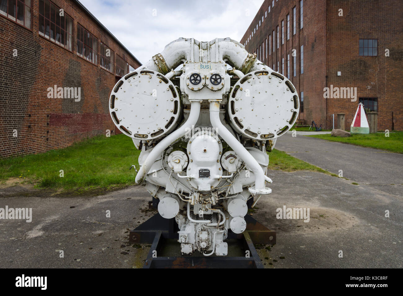 Old ship diesel engine. Army Research Center. During the World War II ...