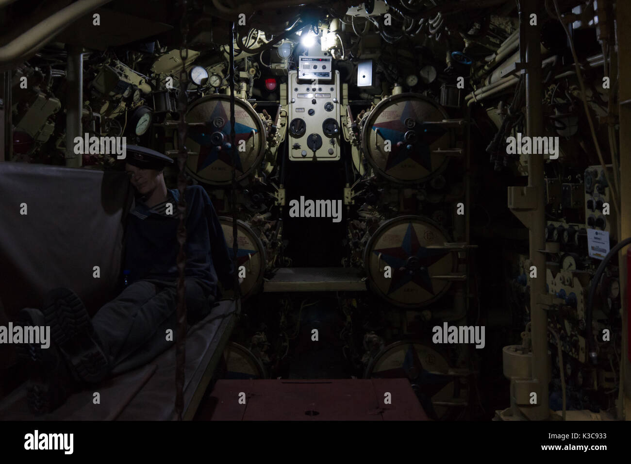Interior of the Soviet Juliett-class submarine K-24 (U461). Peenemuende ...