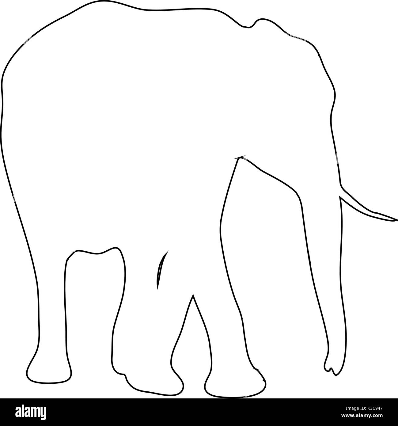 African Elephant Line Drawing